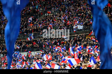 France fans wave flags in the stands prior to the International ...