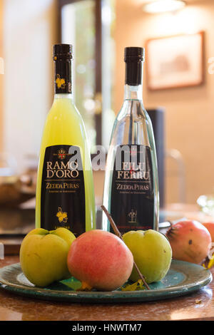 Limoncello liqueur bottles on display in a shop in Capri Island, Italy ...