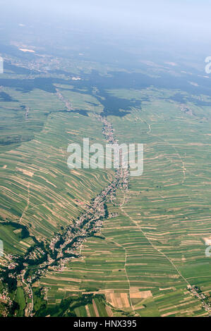 Air view of the Polish countryside between Krakow and Warsaw in Poland ...