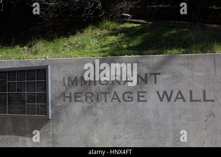 The Immigrant Heritage wall at Angel Island, USA Stock Photo - Alamy