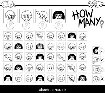 Coloring page by numbers with cartoon boy. Educational math game for ...