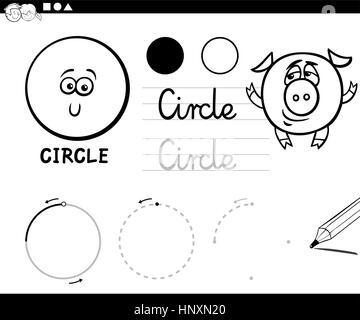 Educational Cartoon Illustration of Circle Basic Geometric Shape for ...