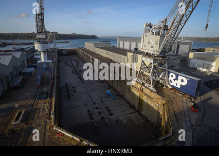 Empty dry dock in the port of Cherbourg, Lower Normandy, France Stock ...