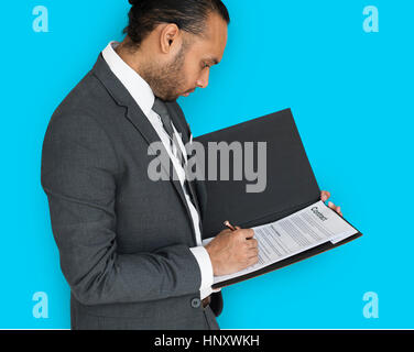 Indian Asian Man Signing Contract Stock Photo - Alamy