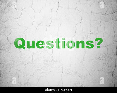 Education concept: Questions? on wall background Stock Photo - Alamy
