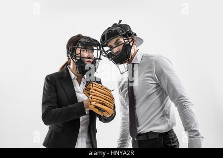 Two business people glaring at each other Stock Photo - Alamy