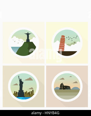 Icons of global landmarks Stock Photo - Alamy