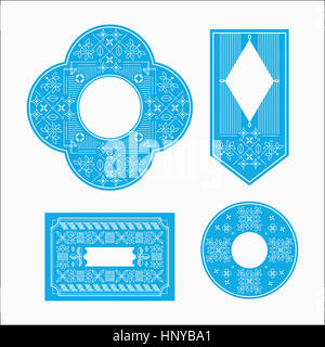 Blue labels with flower patterns Stock Photo - Alamy