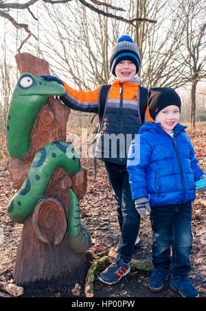 Wooden carved statue of 'Snake', character from the Gruffalo, on the ...