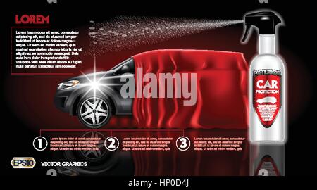 Car care product advertising poster with bottle of high quality ...