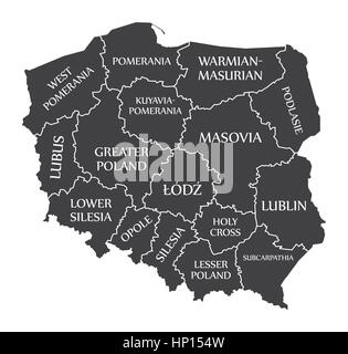 Poland Map labelled black illustration in Polish language Stock Vector ...