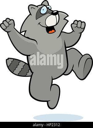 A happy cartoon raccoon jumping and smiling Stock Vector Image & Art ...