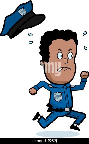 Angry police officer running after a prisoner. Male police officer with ...