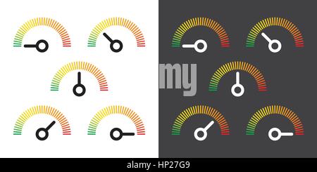 Meter signs infographic gauge element from red to green and green to ...