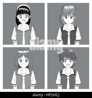 anime girl group manga comic Stock Vector Image & Art - Alamy