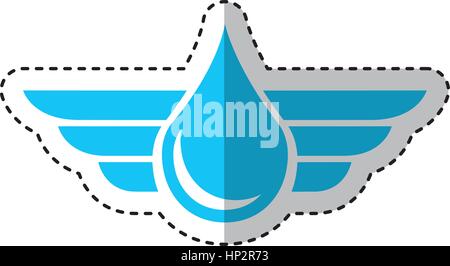pure water drop with wings emblem vector illustration design Stock ...