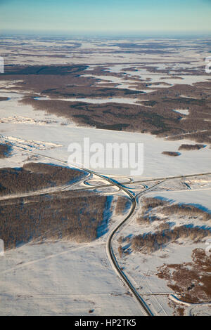 Aerial top view of highway road at sunset in autumn. Top view from ...