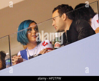 Katy Perry and her friends during Super Bowl XLVI in Indianapolis ...