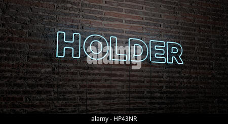 HOLDER - fluorescent Neon tube Sign on brickwork - Front view - 3D ...