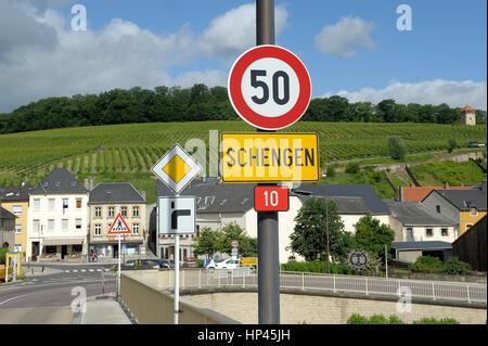 View of the Schengen village, Schengen is a french-german bordier ...