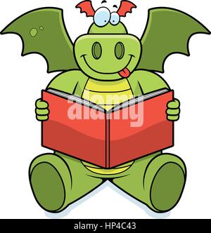 A happy cartoon dragon reading a book Stock Vector Image & Art - Alamy