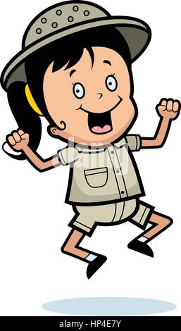 A happy cartoon child explorer jumping and smiling Stock Vector Image ...