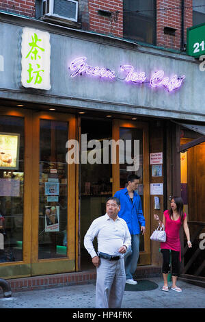 Chinatown. Green tea Cafe. 45 Mott St,New York City, USA Stock Photo ...