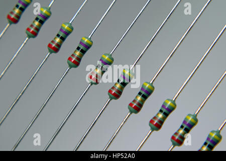Thru hole mounting resistors on a white background Stock Photo - Alamy