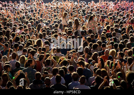 Large crowd watching a concert on the Spanish steps, night lights Stock ...