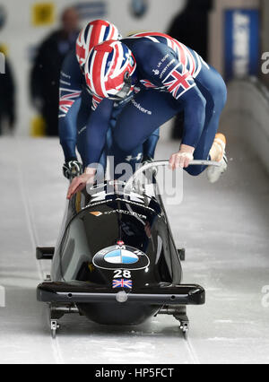 Bobsleigh athletes Bruce Tasker and Joel Fearon from Great Britain in ...