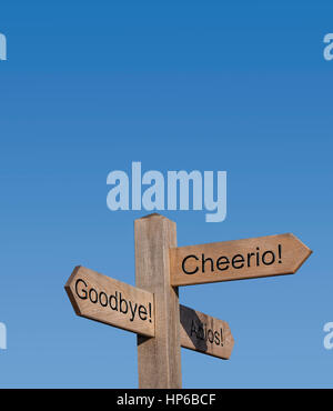 Ways to say goodbye. Goodbye, cheerio, adois.Sign post, sign, post, way ...