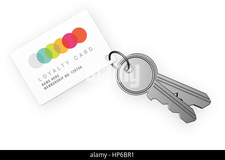 key fob or keyring and loyalty card on a white background, 3d render ...