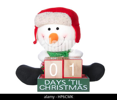 Christmas isolated happy snowman wearing blue hat and scarf with ...