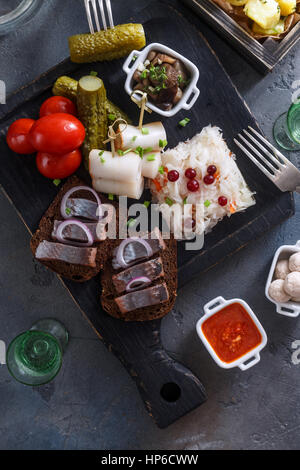 Salted herring fish caviar snack in the bowl Stock Photo - Alamy