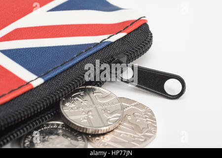 Zippered Union Jack coin purse with as visual metaphor for the concept ...