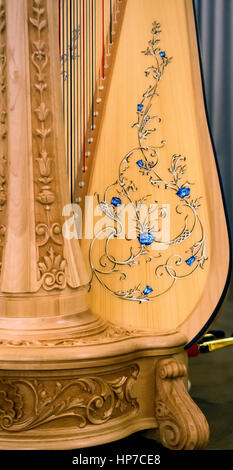 Harp music. Harp instrument closeup. Detail of musical instrument Stock ...