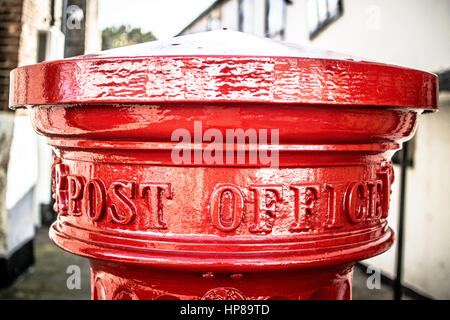 Victorian Post Box on Eton High Street, bright red fluted Doric style ...