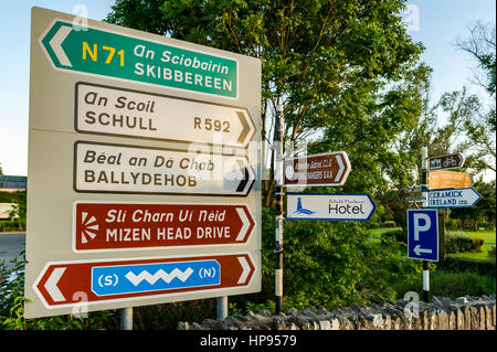 West Cork signposts in Skibbereen, West Cork, Ireland Stock Photo - Alamy