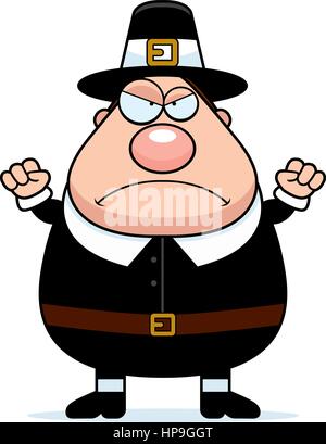 A cartoon illustration of a pilgrim with an angry expression Stock ...