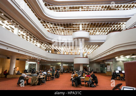 Interior of The Toronto Reference Library with its curving atrium and ...