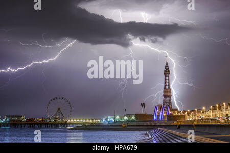 Lightning storm over Blackpool Stock Photo - Alamy