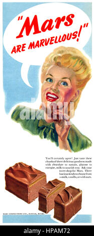 1947 British advertisement for Mars Bar Stock Photo - Alamy