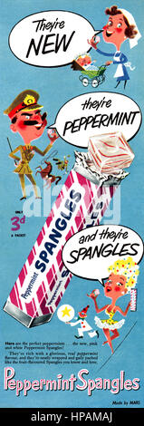 1953 advert for Spangles sweets Stock Photo - Alamy