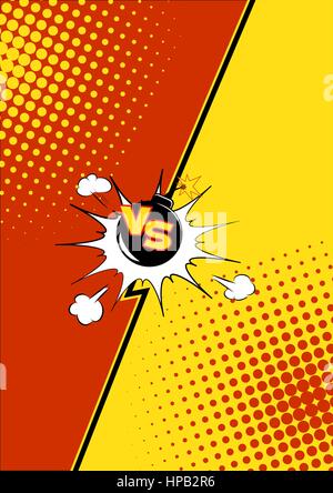 Comics fight background. Versus battle. Cartoon vector illustration ...