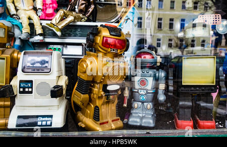 Toy robots on display Stock Photo - Alamy