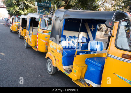HYDERABAD, INDIA - FEBRUARY 20,2017 Colorful Indian auto-rickshaws ...