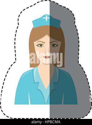 color sticker with half body of nurse without face Stock Vector Image ...