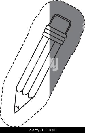 monochrome sticker contour with striped pencil Stock Vector Image & Art ...
