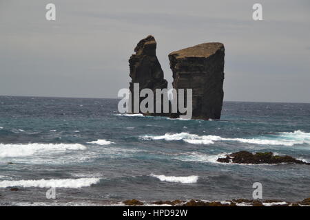 Mighty rocks and wavy sea at Sao Miguel island, Azores archipelago ...