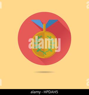 Gold medal icon flat vector. Customer service. Client rate Stock Vector ...